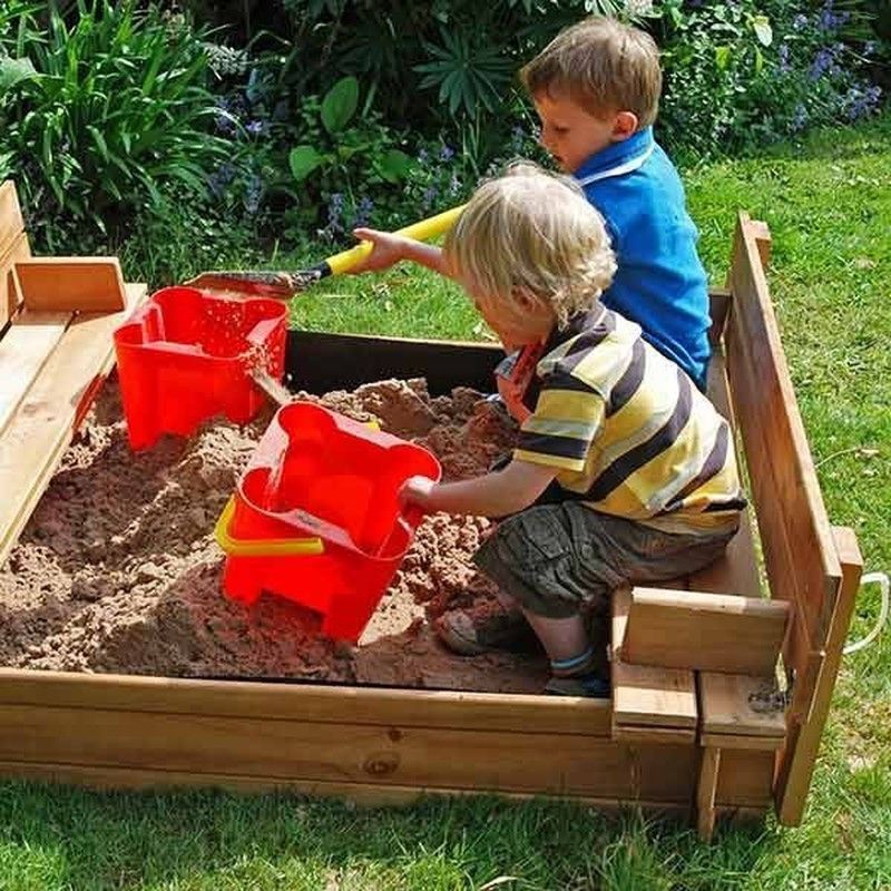 Arenero infantil cuadrado con asientos plegables — Playfunstore